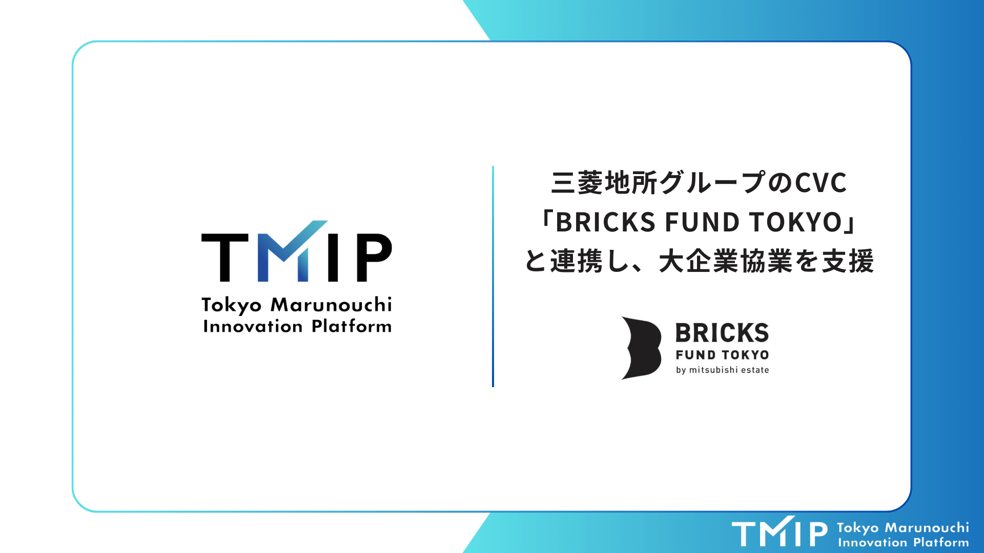 ～スタートアップ等への投資、2020年代半ばまでに500億円～CVC「BRICKS FUND TOKYO」インパクト領域への投資を加速 | 共創レポート | TMIP